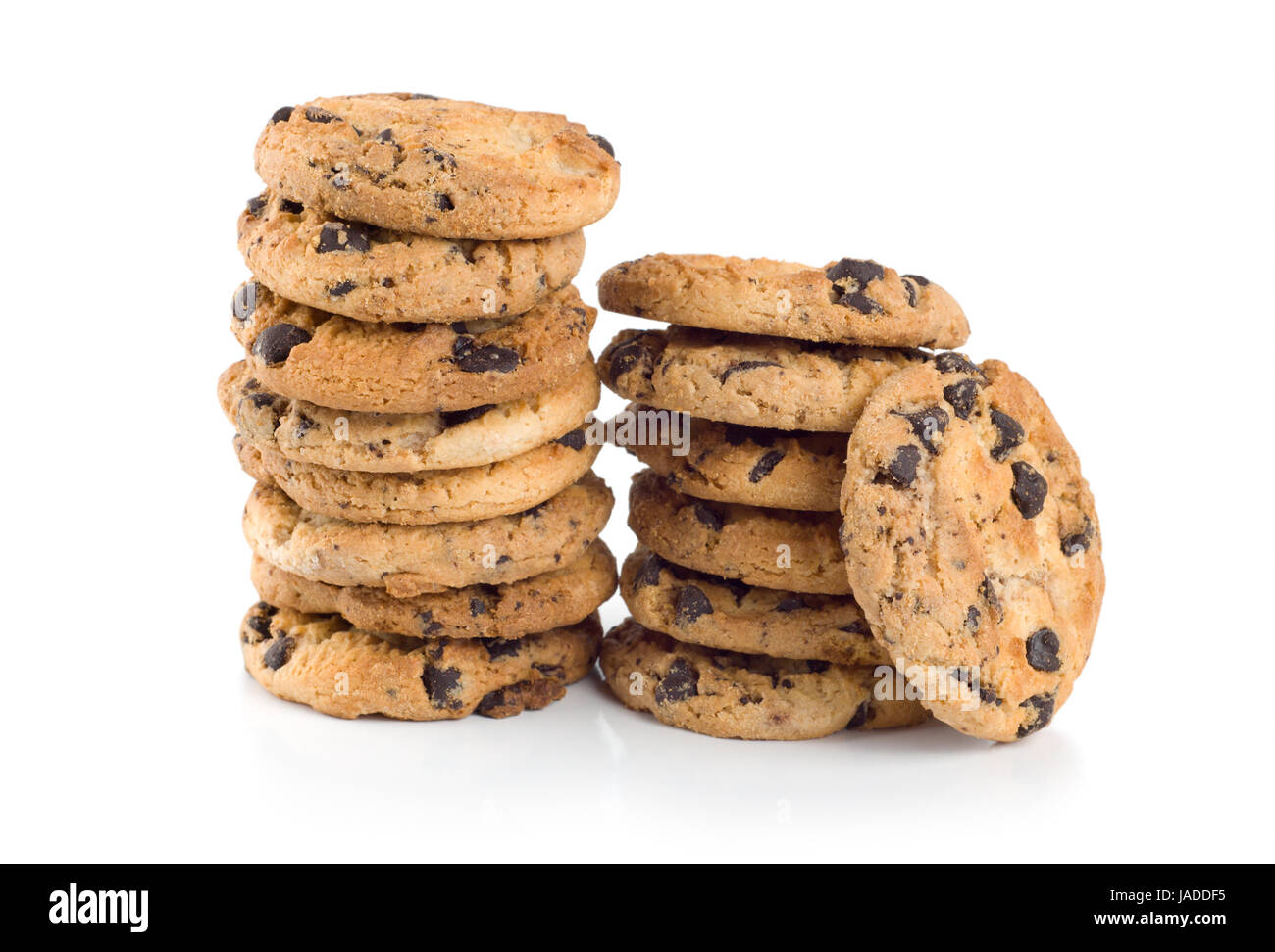 Stack of chocolate chip cookies isolated on a white background Stock ...