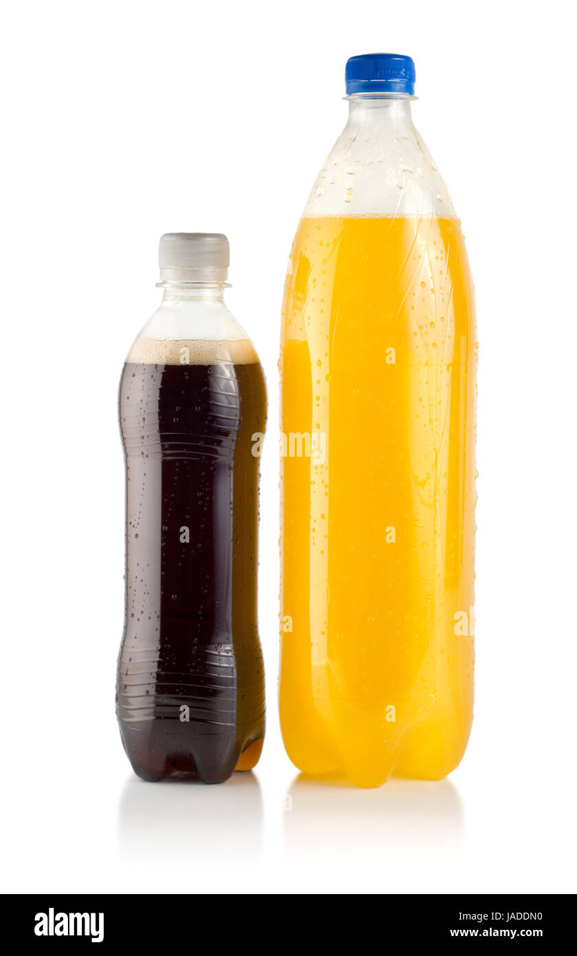 Two bottles of soda isolated on a white background Stock Photo - Alamy