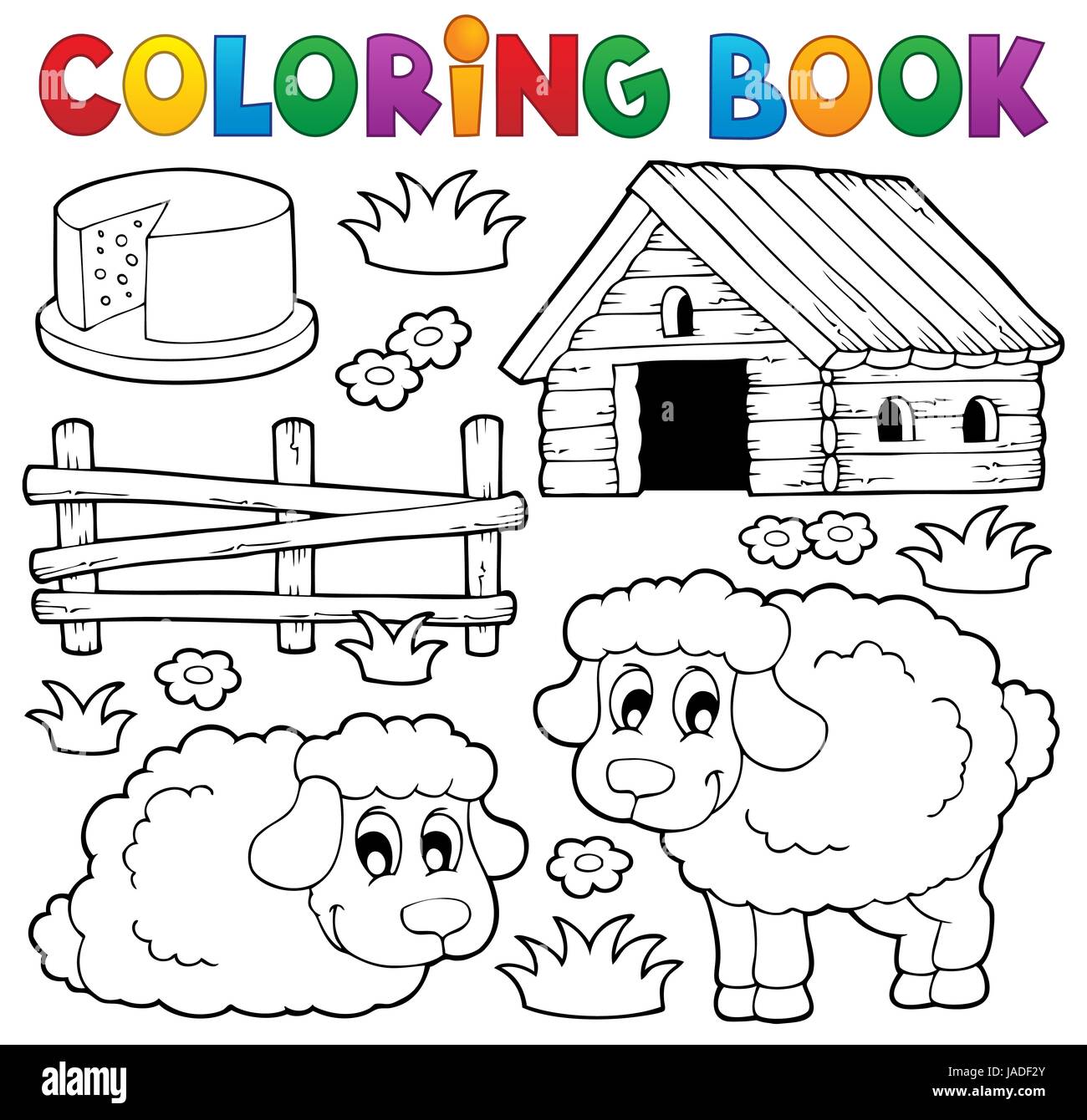 Coloring book sheep theme 1 - picture illustration Stock Photo - Alamy