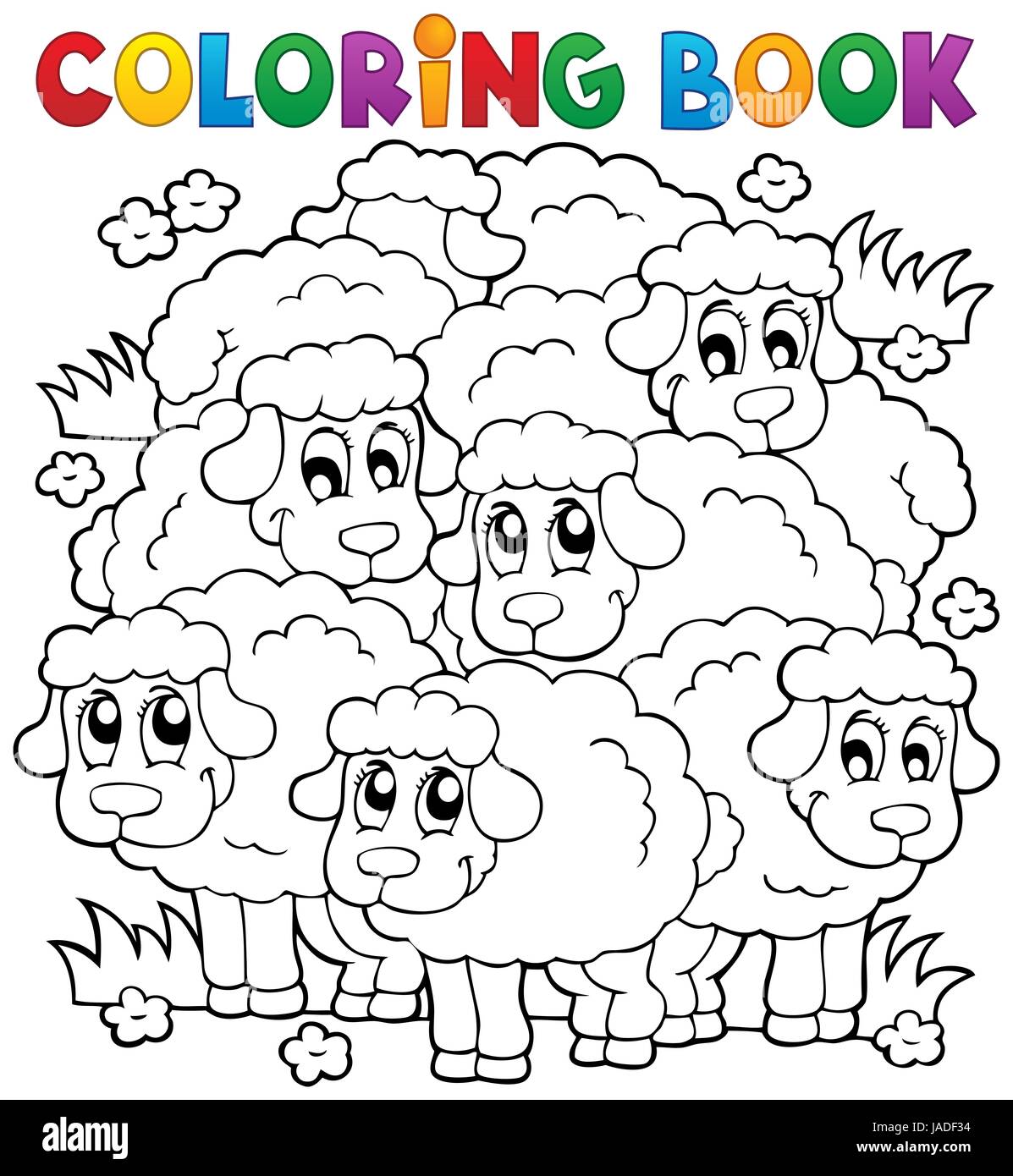 Coloring book sheep theme 2 - picture illustration Stock Photo - Alamy