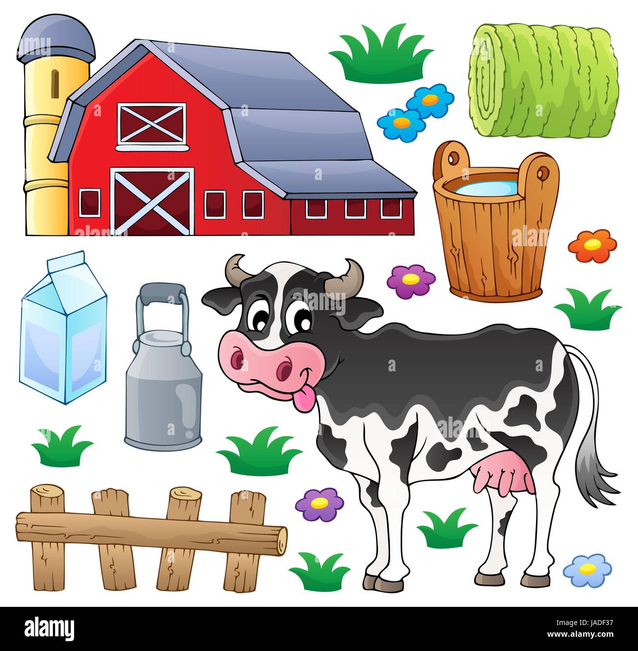 Cow theme collection 1 - picture illustration Stock Photo - Alamy