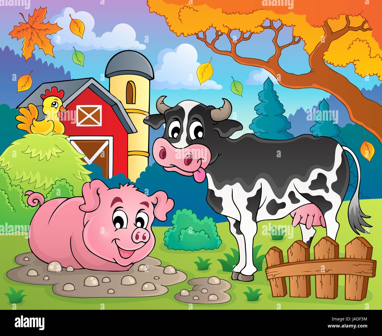 Farm animals theme image 2 - picture illustration Stock Photo - Alamy