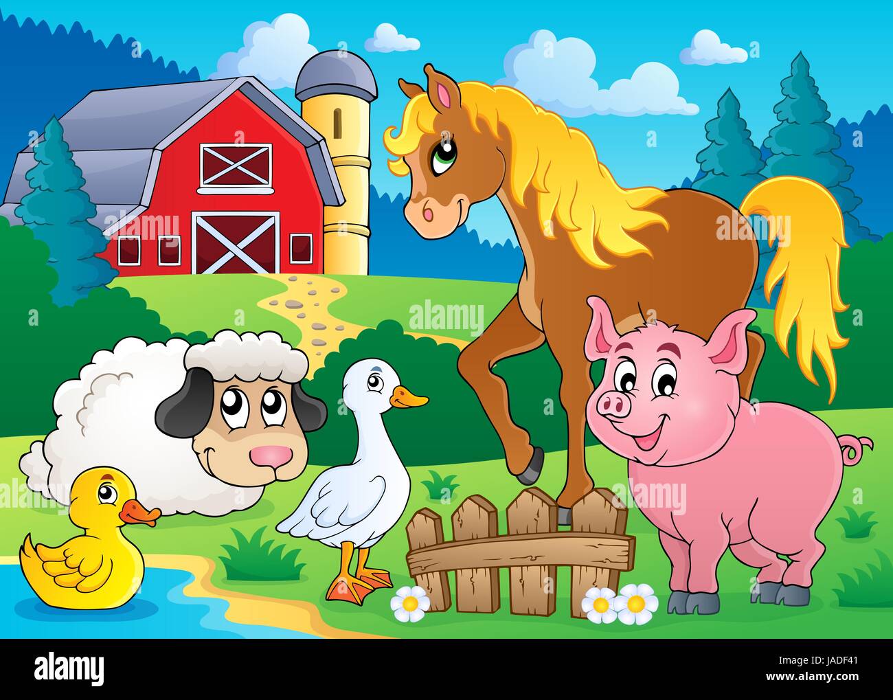 Farm animals theme image 5 - picture illustration Stock Photo - Alamy