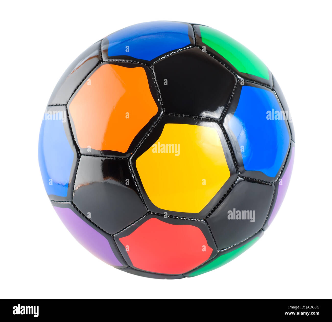 Multicolored soccer ball isolated on white background Stock Photo - Alamy