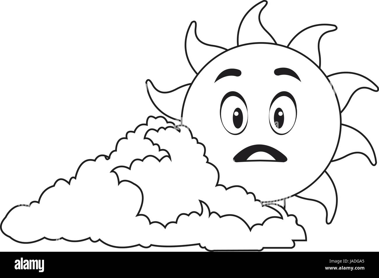 outlined sunny face smiling behind a cloud Stock Vector Image & Art - Alamy