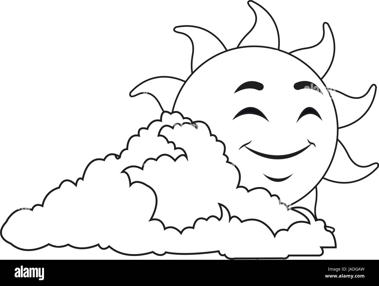 outlined sunny face smiling behind a cloud Stock Vector Image & Art - Alamy