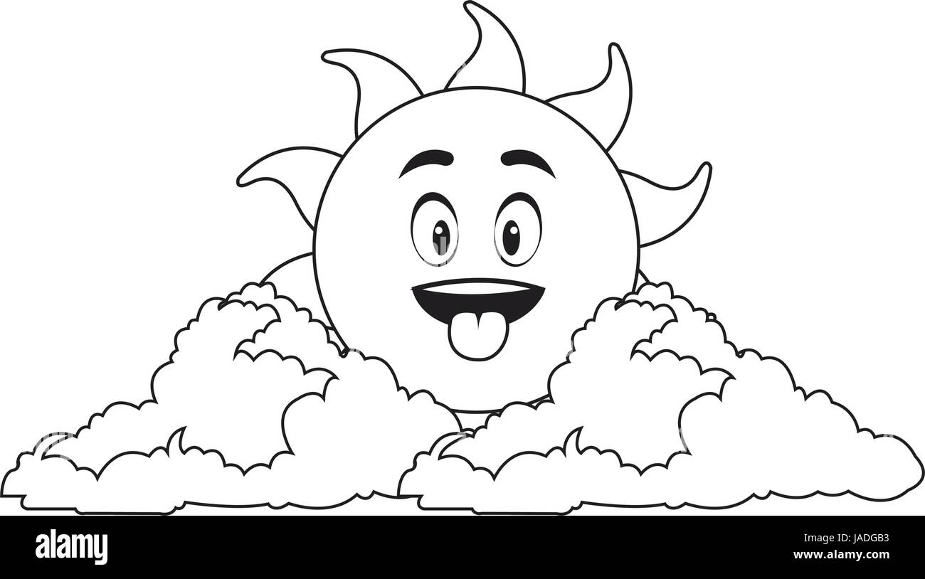 outlined sunny face smiling behind a cloud Stock Vector Image & Art - Alamy