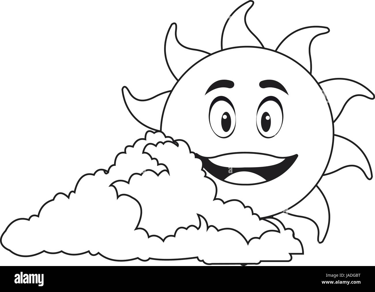 outlined sunny face smiling behind a cloud Stock Vector Image & Art - Alamy