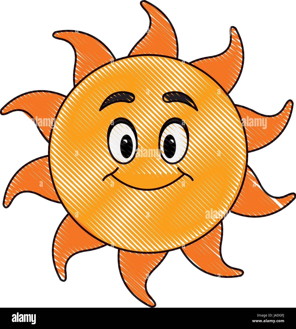 cute hand drawn smiling cartoon character of sun Stock Vector Image ...