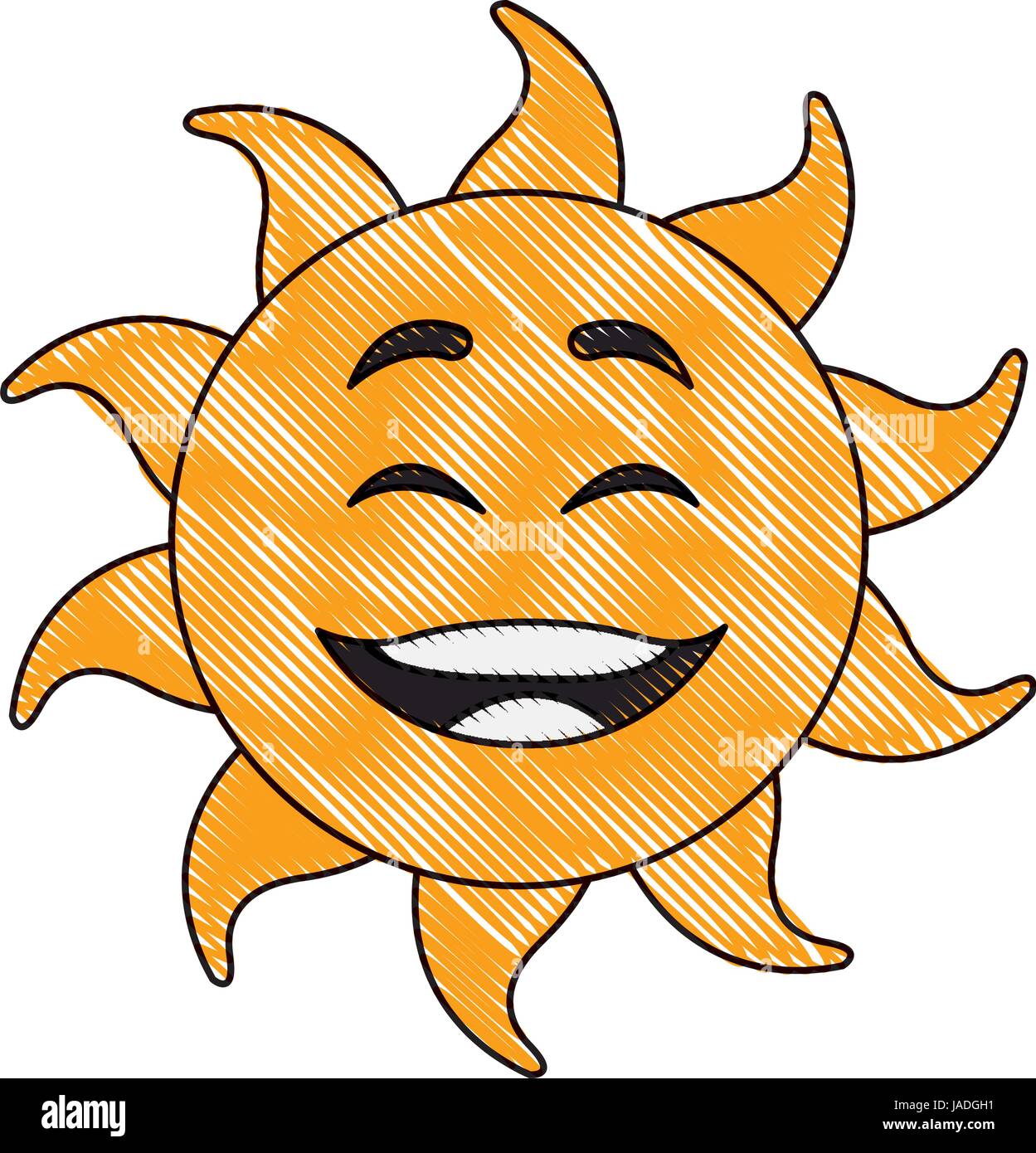 cute hand drawn smiling cartoon character of sun Stock Vector Image ...