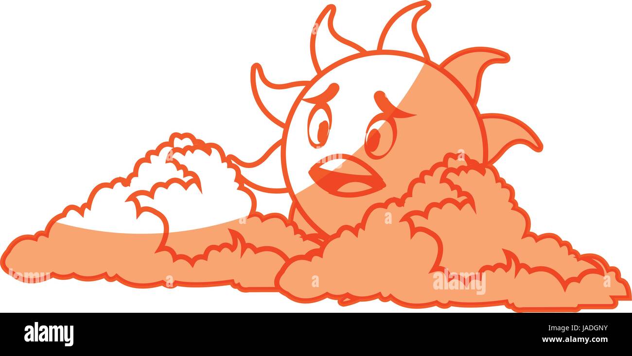 outlined sunny face smiling behind a cloud Stock Vector Image & Art - Alamy