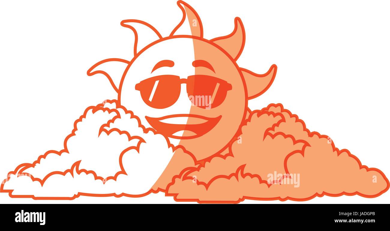 outlined sunny face smiling behind a cloud Stock Vector Image & Art - Alamy