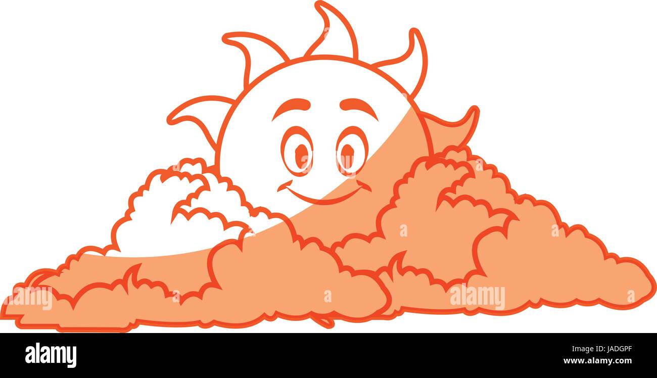 outlined sunny face smiling behind a cloud Stock Vector Image & Art - Alamy