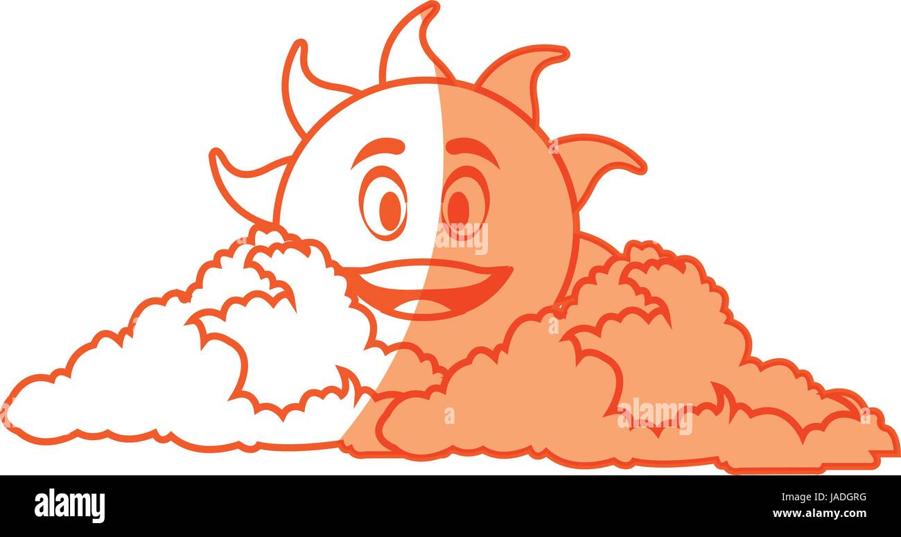 outlined sunny face smiling behind a cloud Stock Vector Image & Art - Alamy