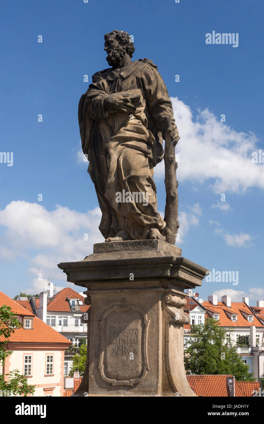A statue of Jude the Apostle holding a rod on the popular landmark of ...