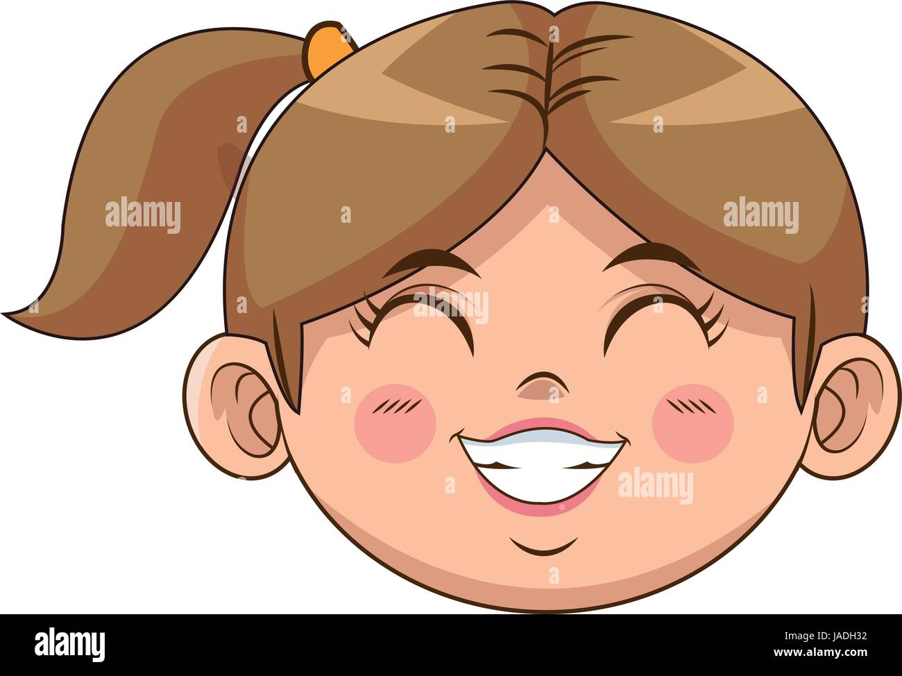 cute cartoon girl laugh face expression vector illustration Stock ...
