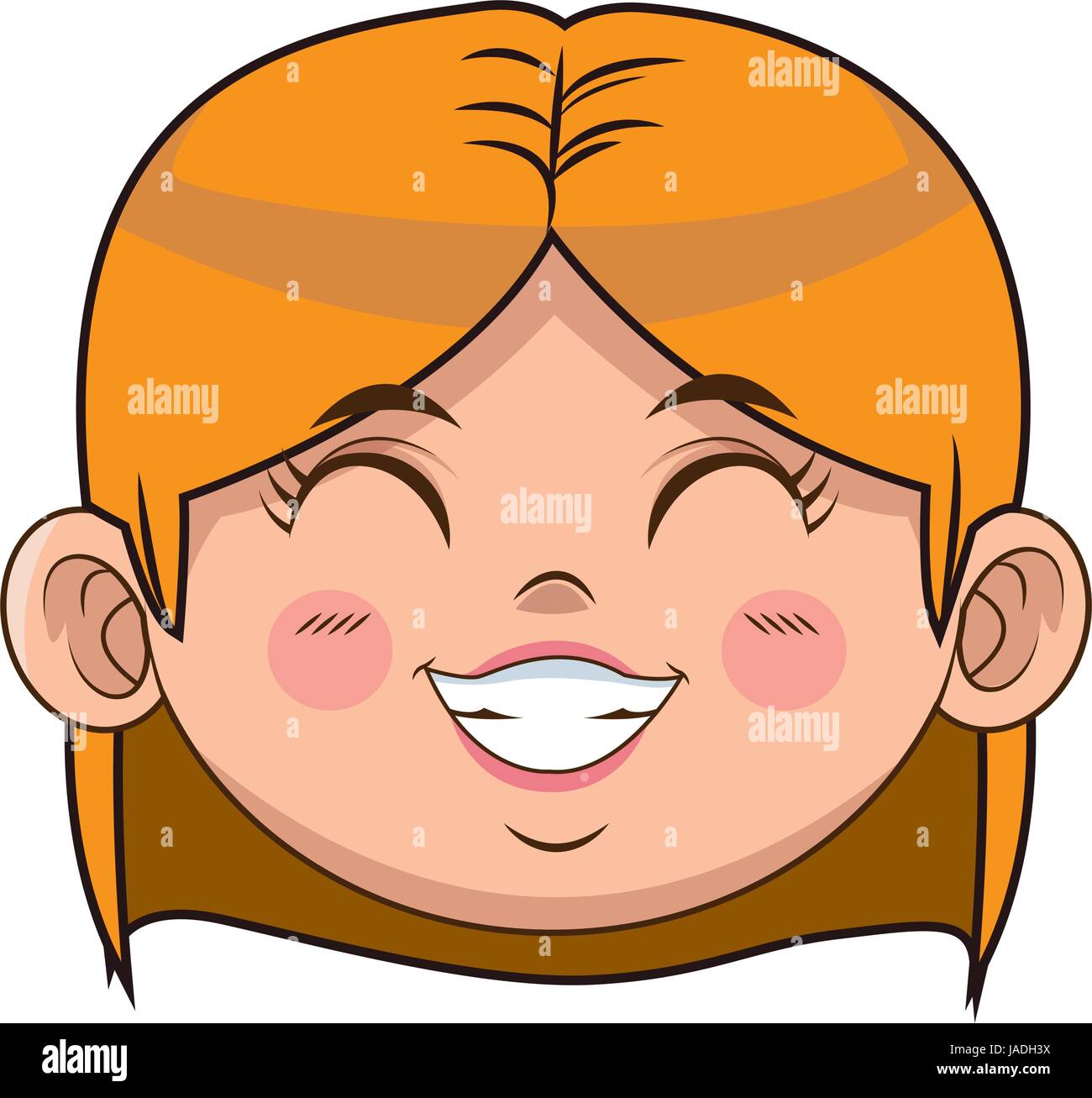 cute cartoon girl laugh face expression vector illustration Stock ...