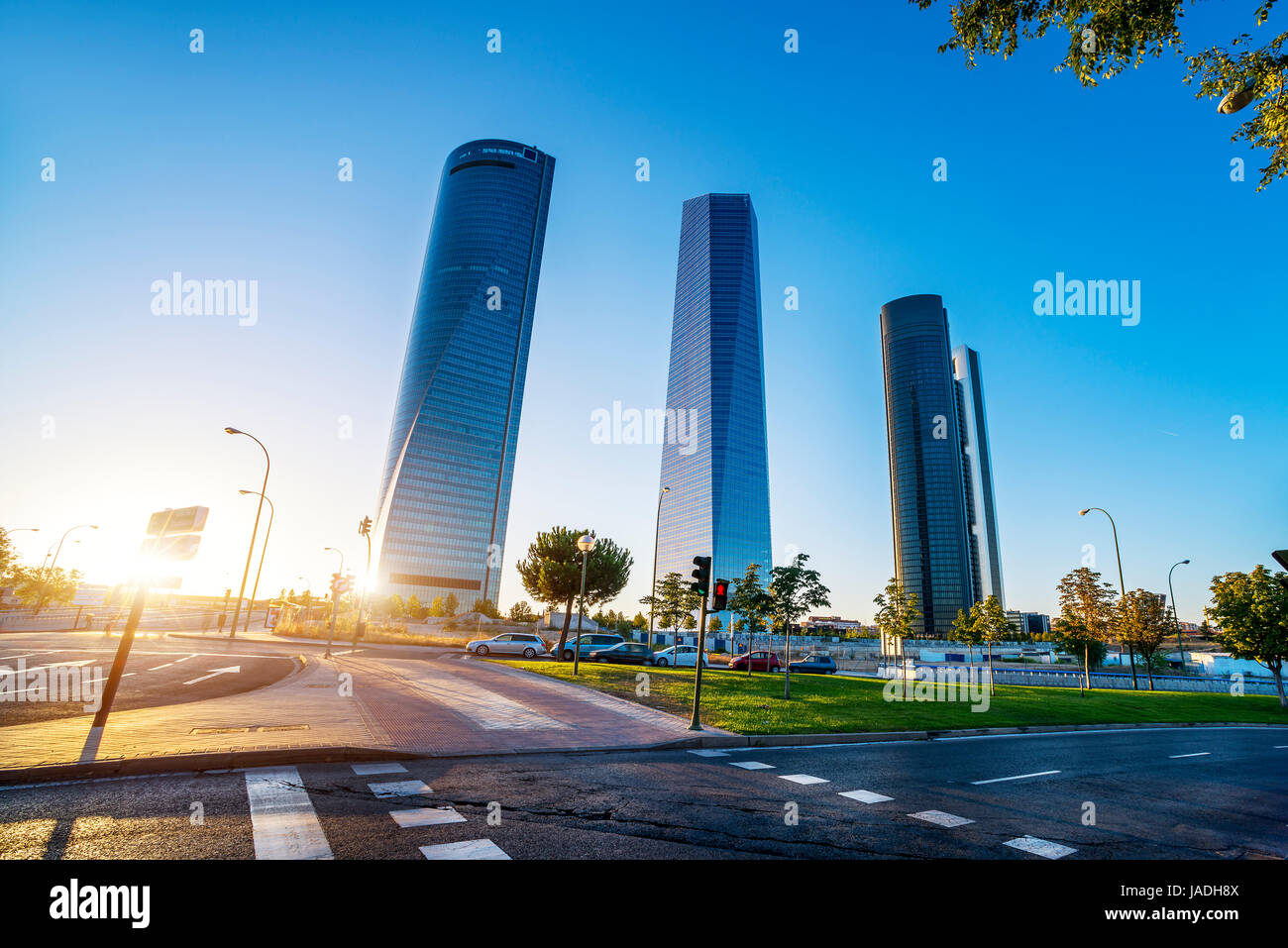 four modern skyscrapers (Cuatro Torres) Madrid, Spain Stock Photo - Alamy