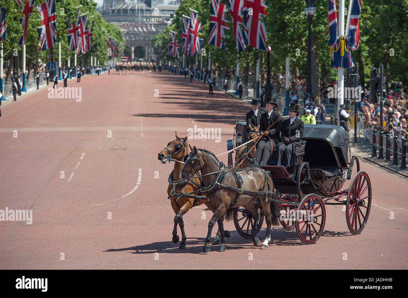 3rd June 2017. Royal coaches on The Mall heading towards Buckingham ...