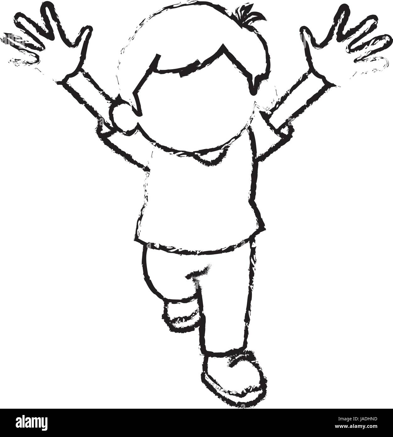 sketch little boy young cheerful celebration Stock Vector Image & Art ...