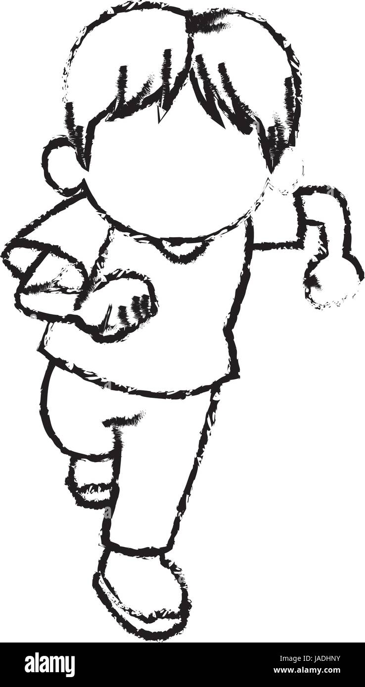 sketch little boy young cheerful celebration Stock Vector Image & Art ...