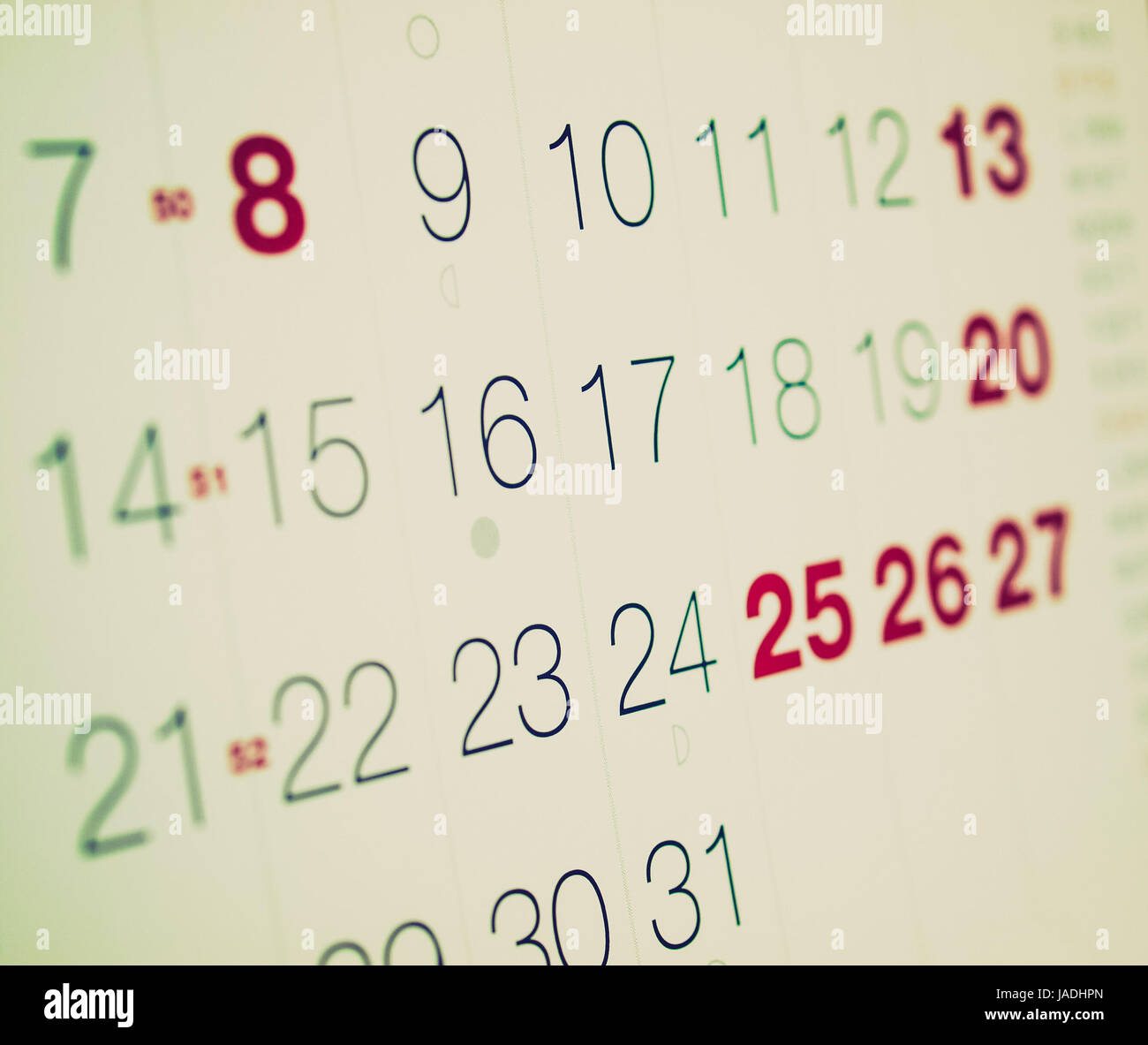 Vintage looking Detail of a calendar page with dates Stock Photo - Alamy