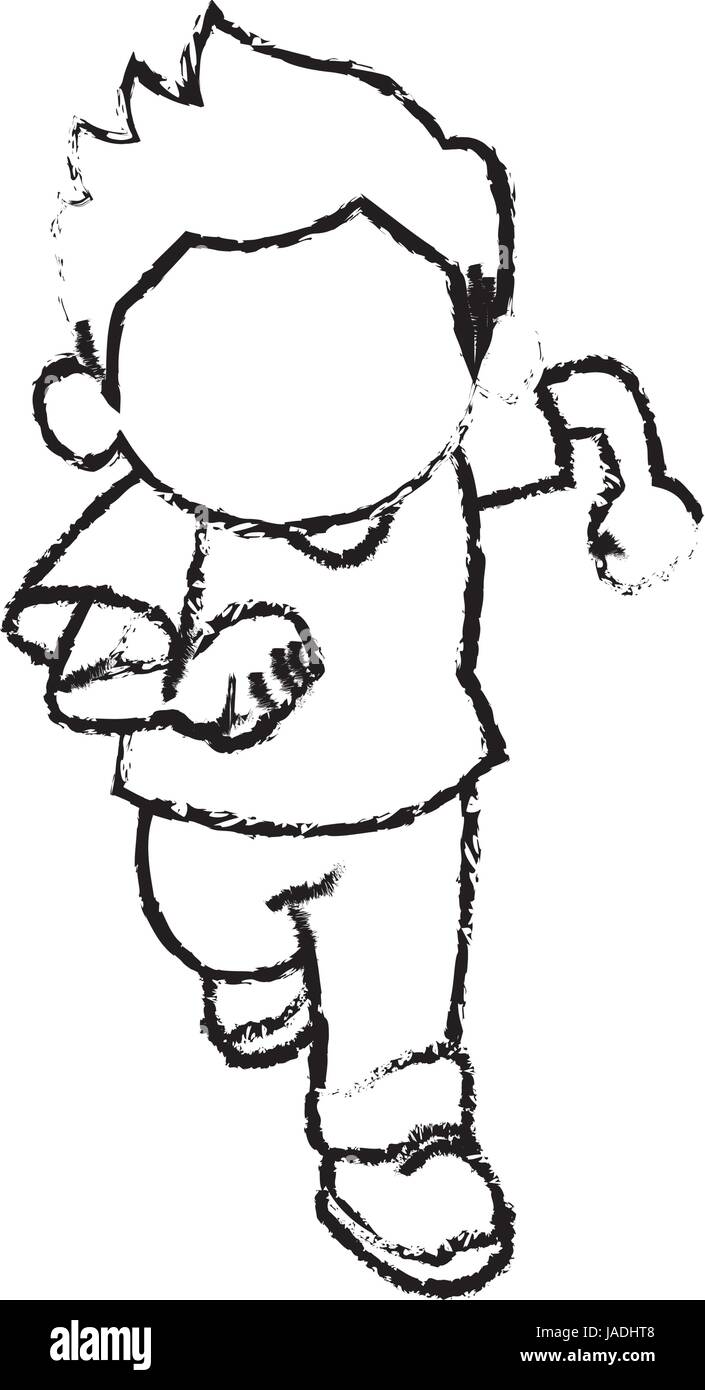 sketch little boy young cheerful celebration Stock Vector Image & Art ...