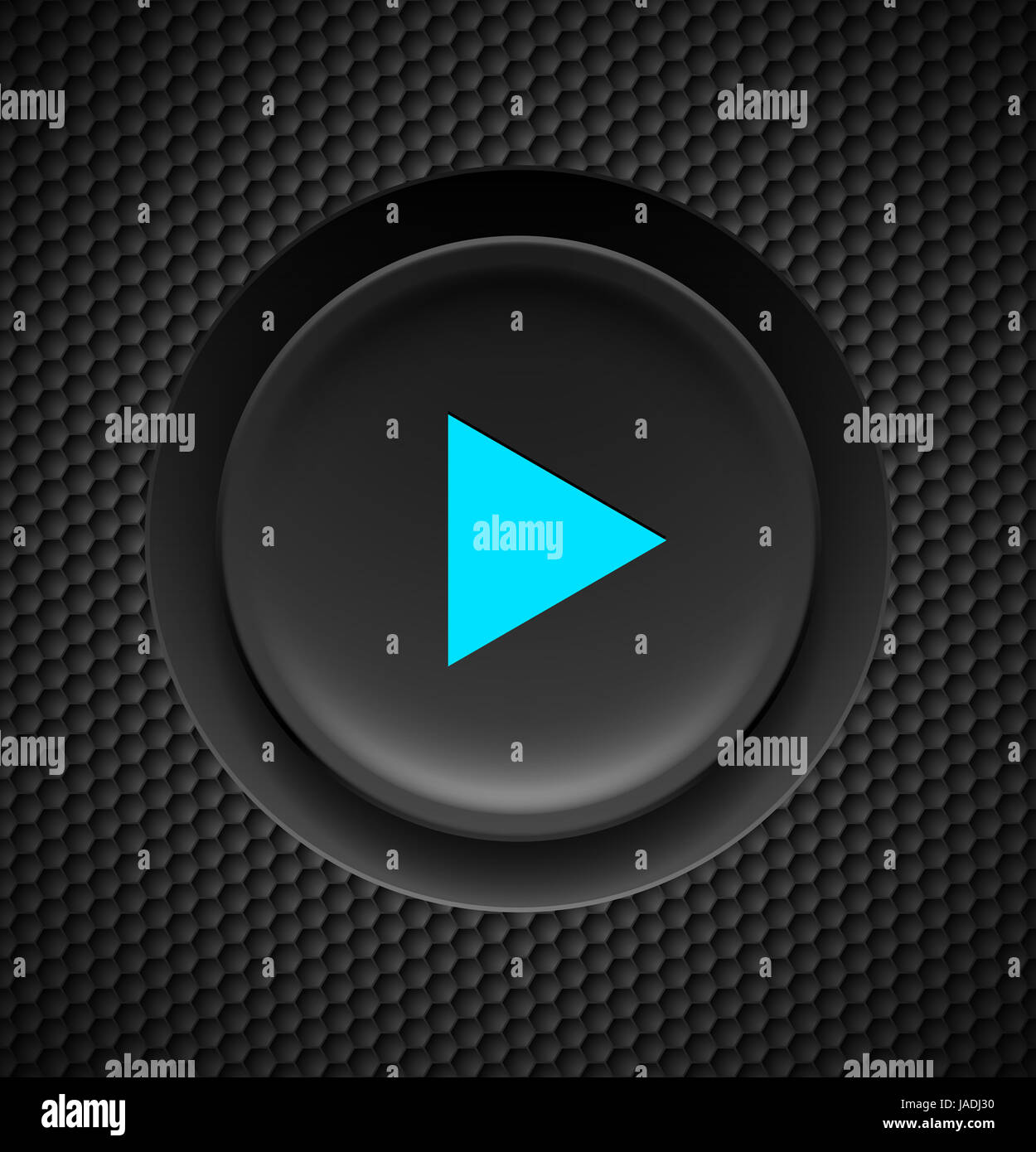 Black button with blue play sign on carbon background Stock Photo - Alamy