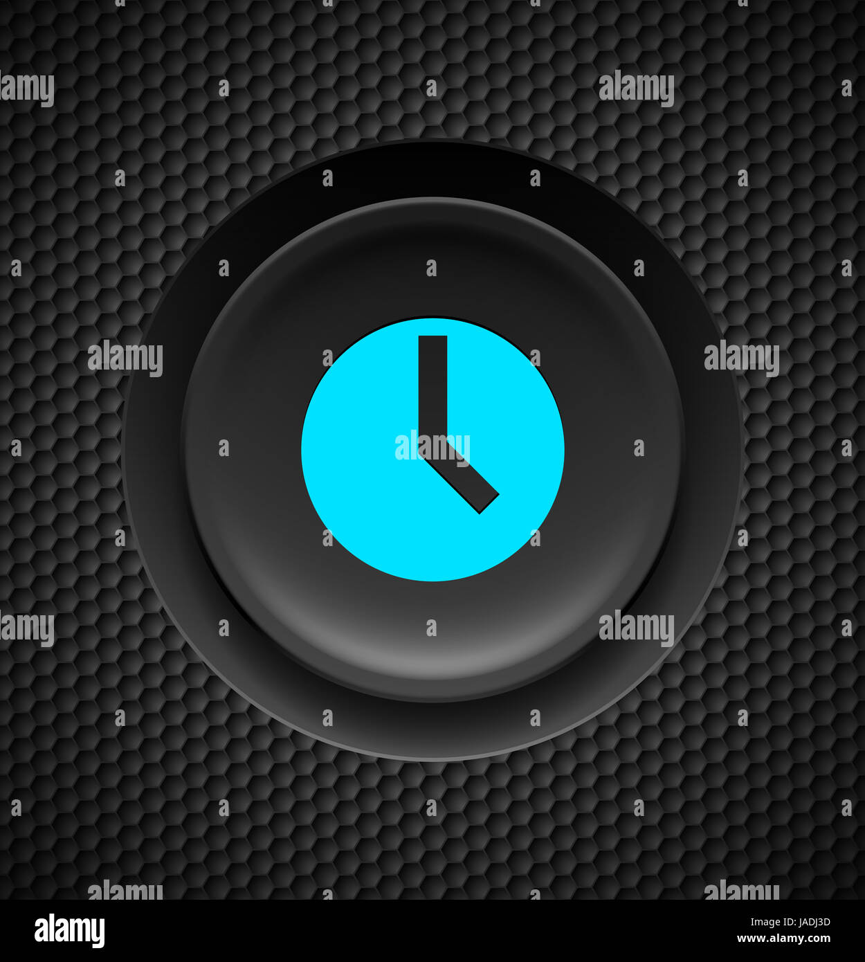 Black button with blue timer sign on carbon background Stock Photo - Alamy