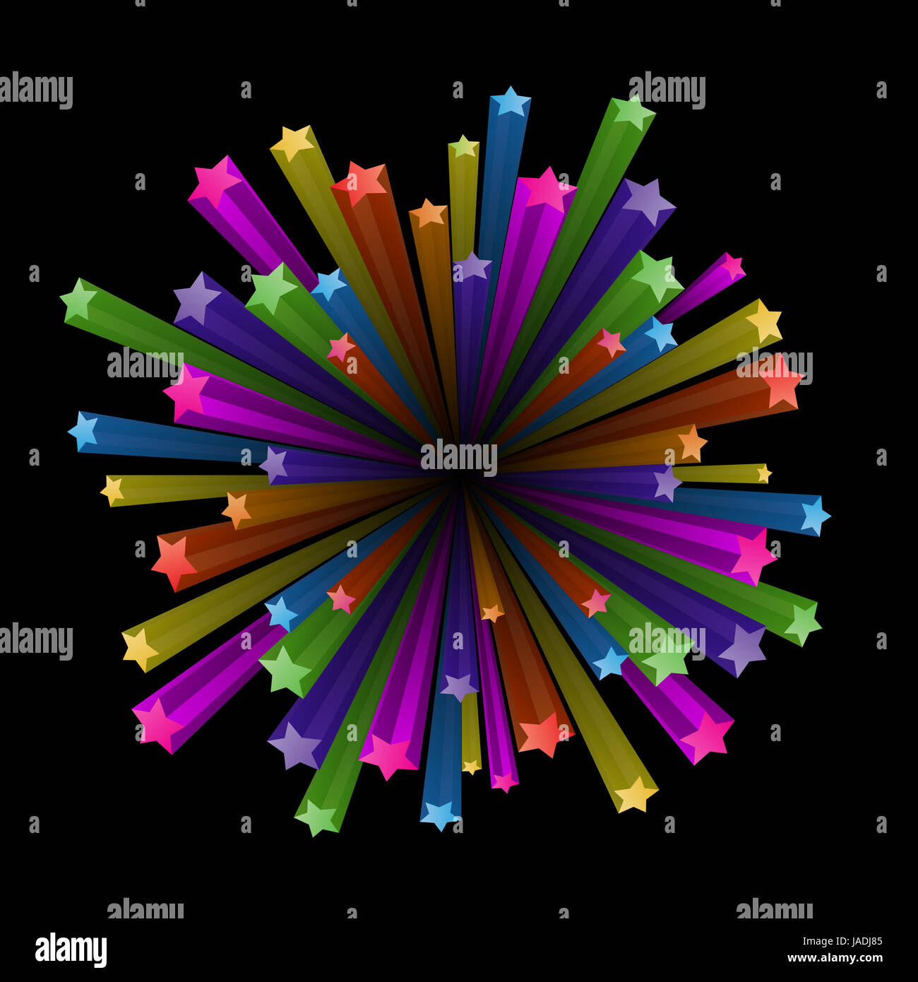 Vector illustration of colorful stars explode on black background Stock ...
