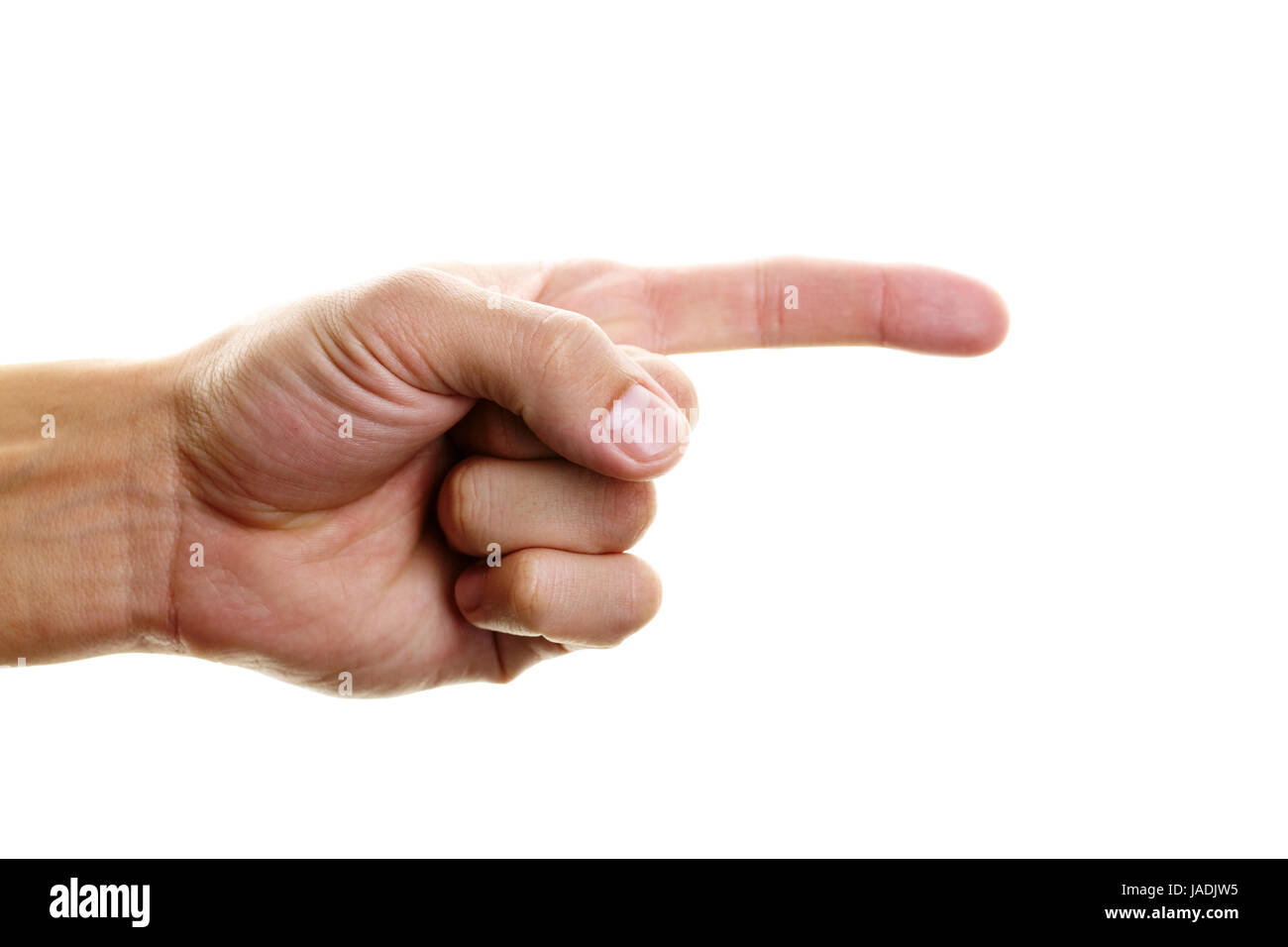 Photo of male hand with forefinger pointing forwards Stock Photo - Alamy