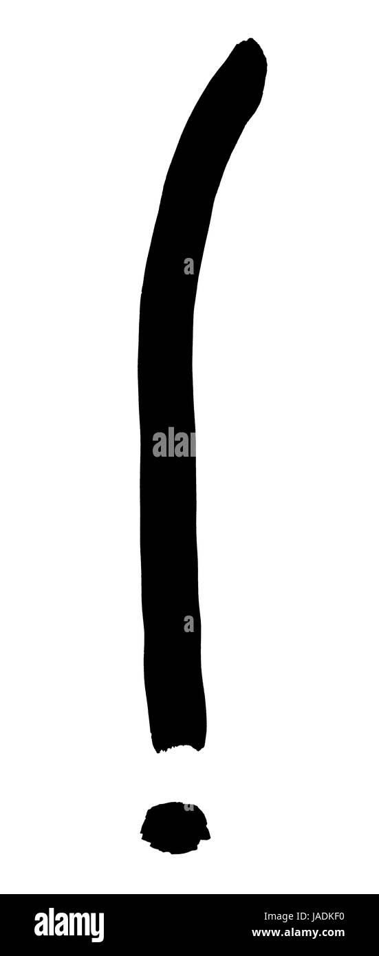hand written exclamation point painted by black ink Stock Photo - Alamy