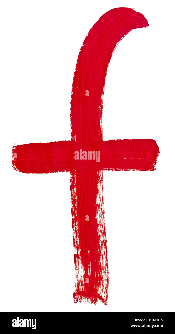 letter f hand painted by red brush on white background Stock Photo - Alamy