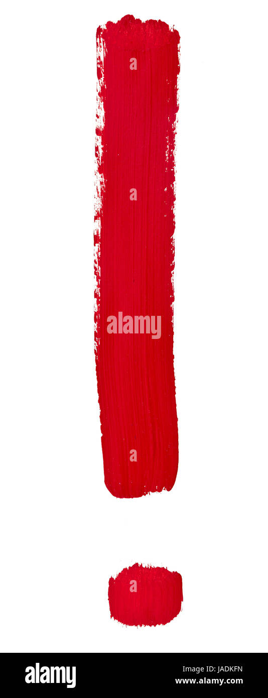 hand written exclamation point painted by red brush Stock Photo - Alamy