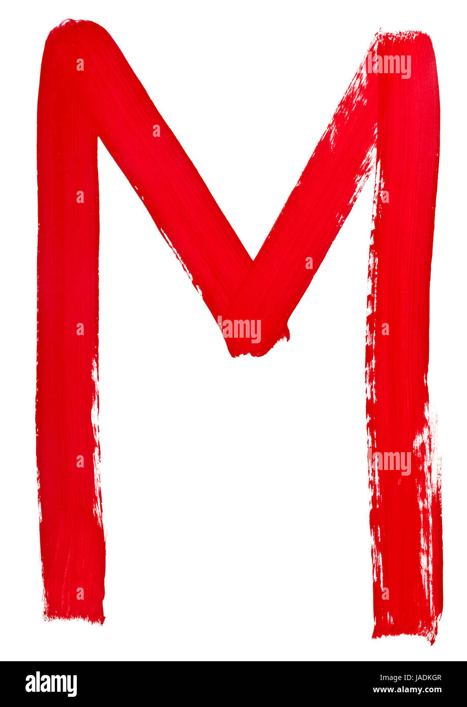 capital letter m hand painted by red brush on white background Stock ...