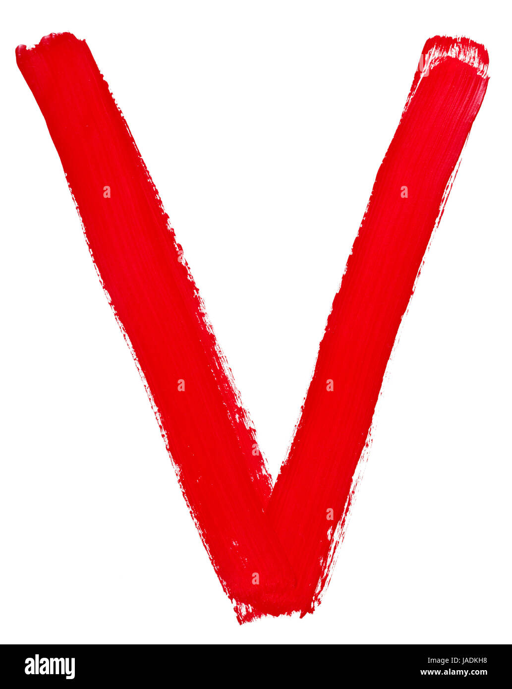 capital letter v hand painted by red brush on white background Stock ...