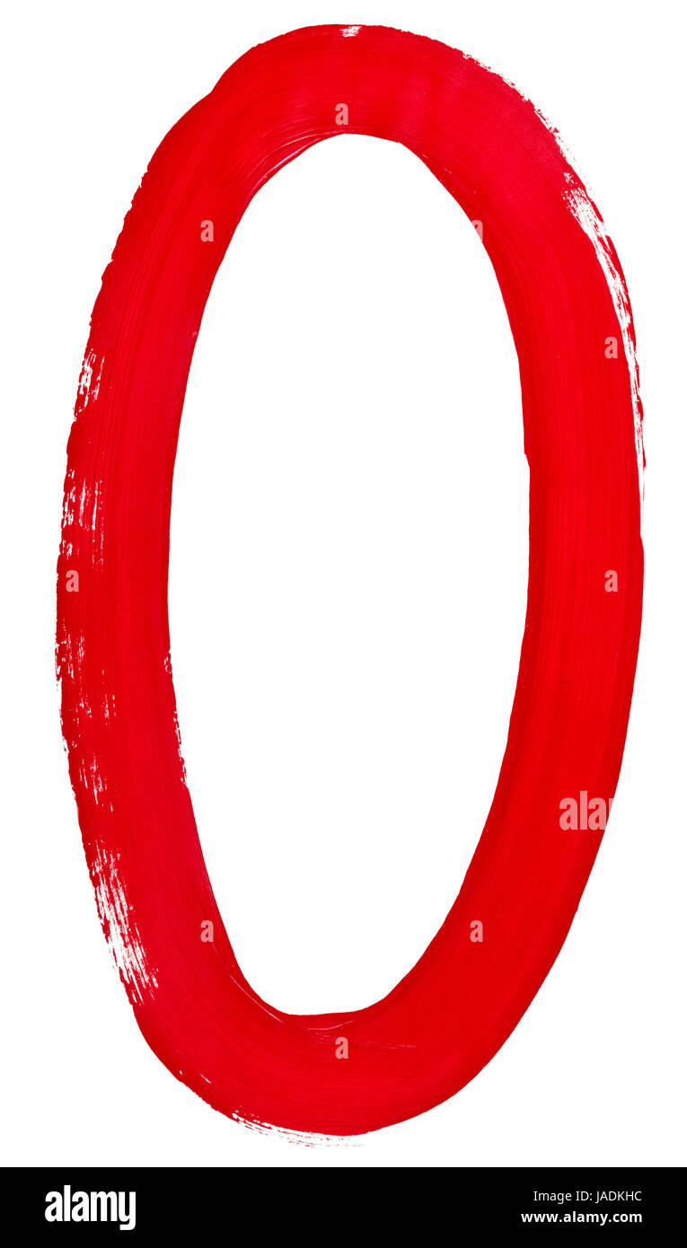 capital letter o hand painted by red brush on white background Stock ...