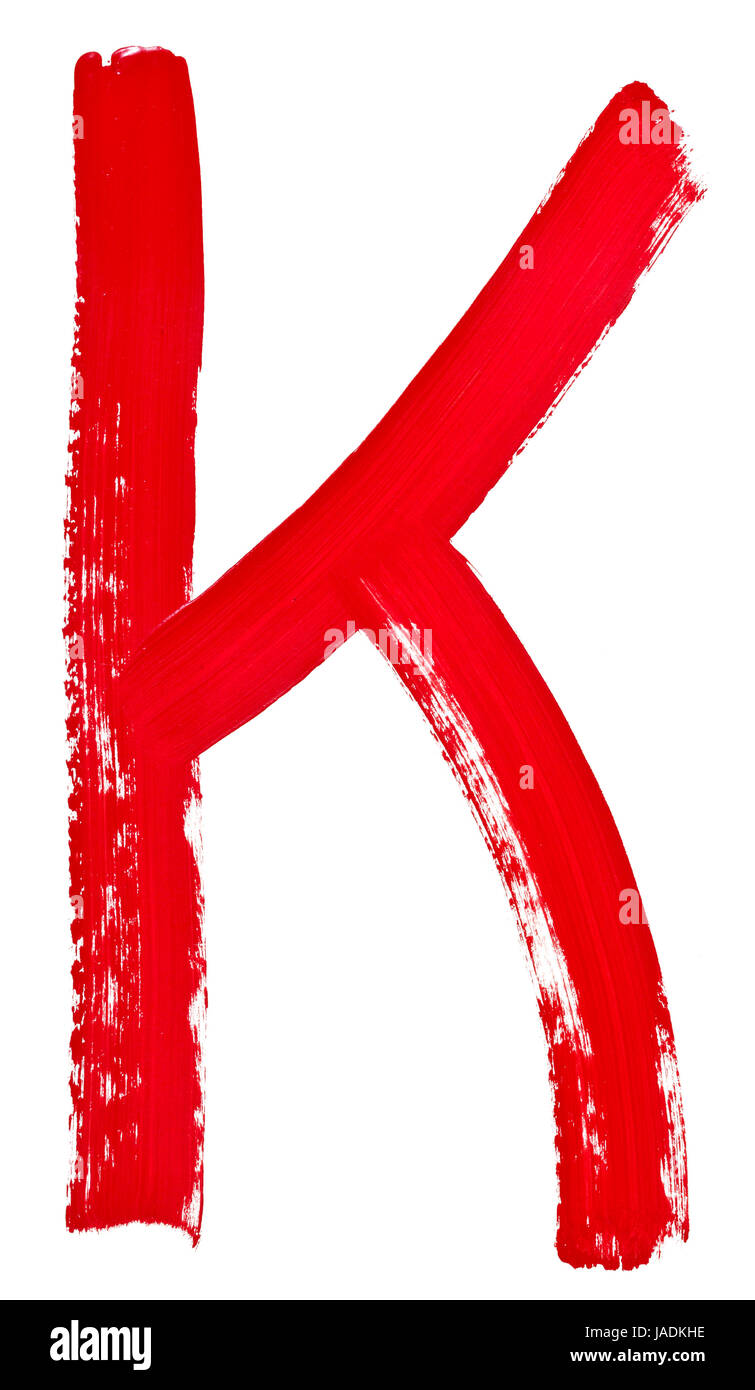 capital letter k hand painted by red brush on white background Stock ...