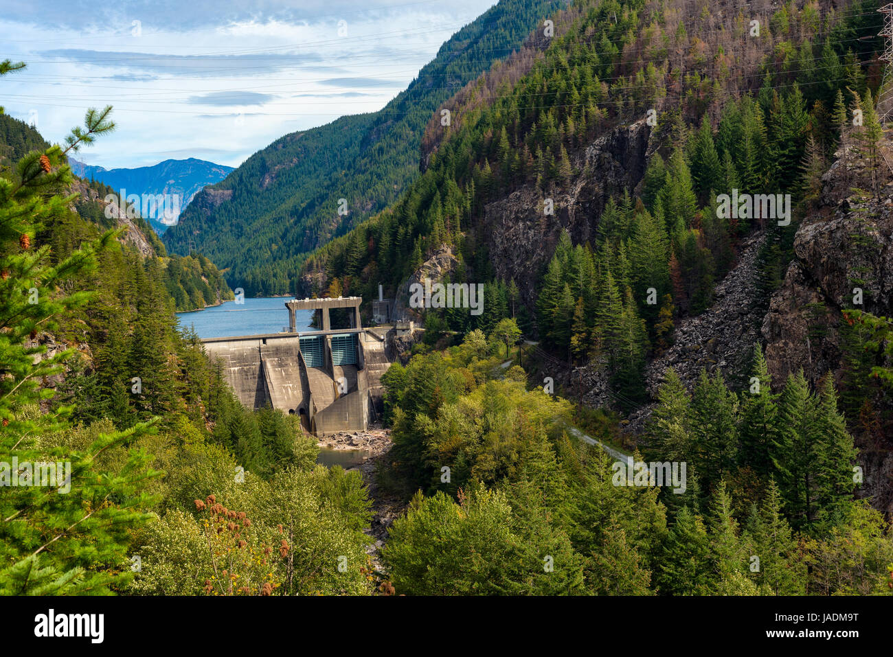 Gorge Dam with Gorge Lake behind it in Washington’s North Cascades ...