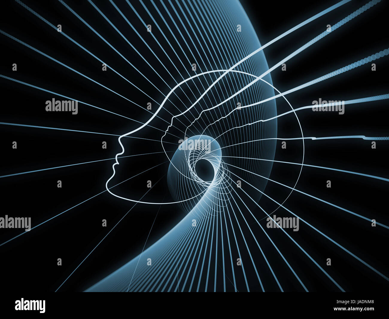 Geometry of Soul series. Composition of profile lines of human head ...