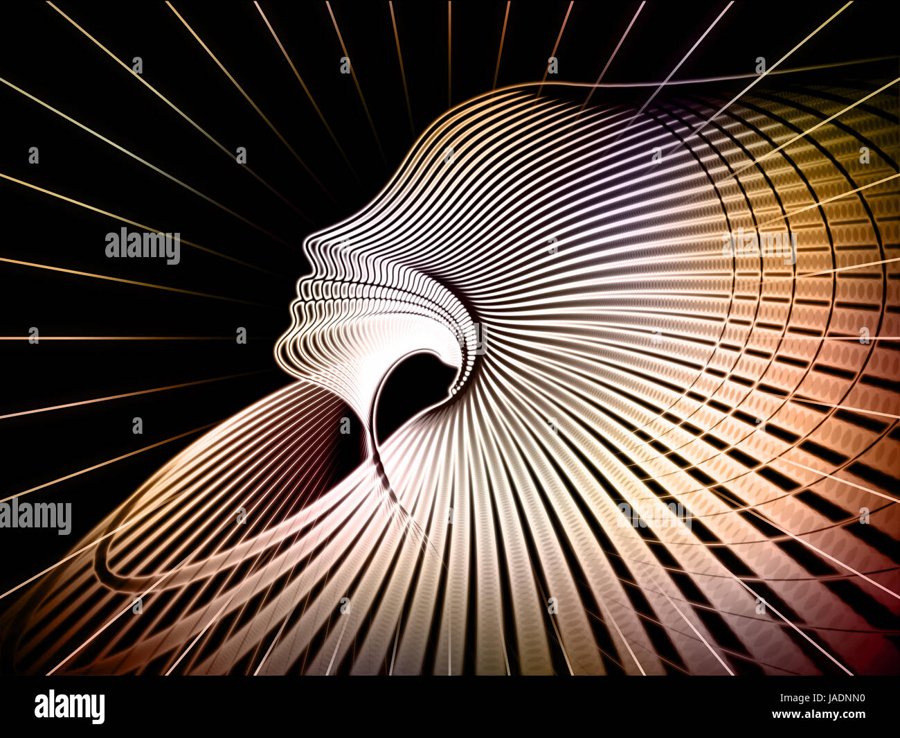 Geometry of Soul series. Composition of profile lines of human head on ...