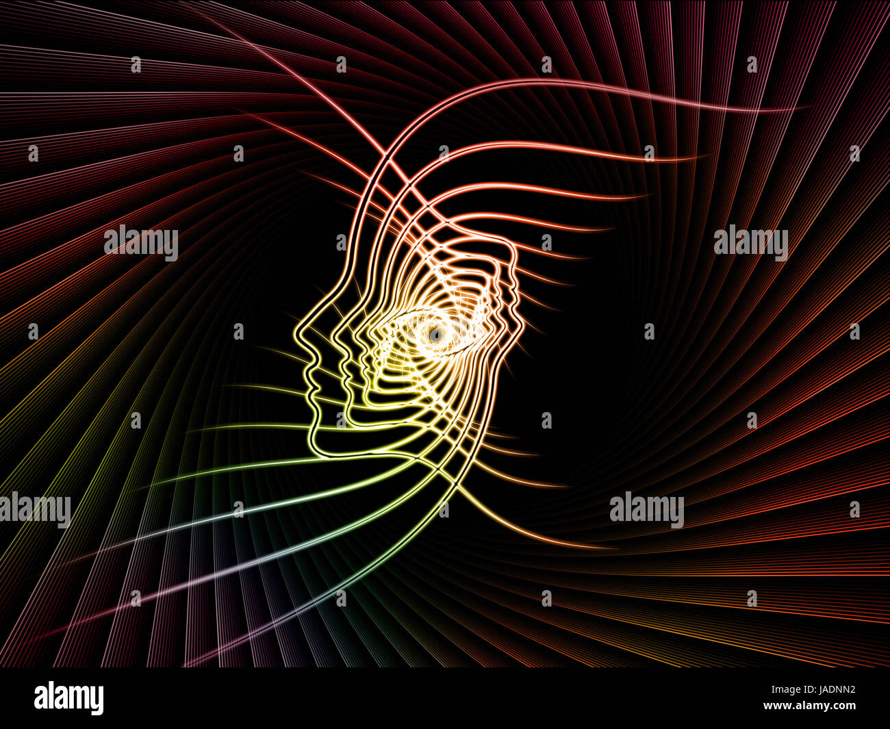Geometry of Soul series. Composition of profile lines of human head on ...