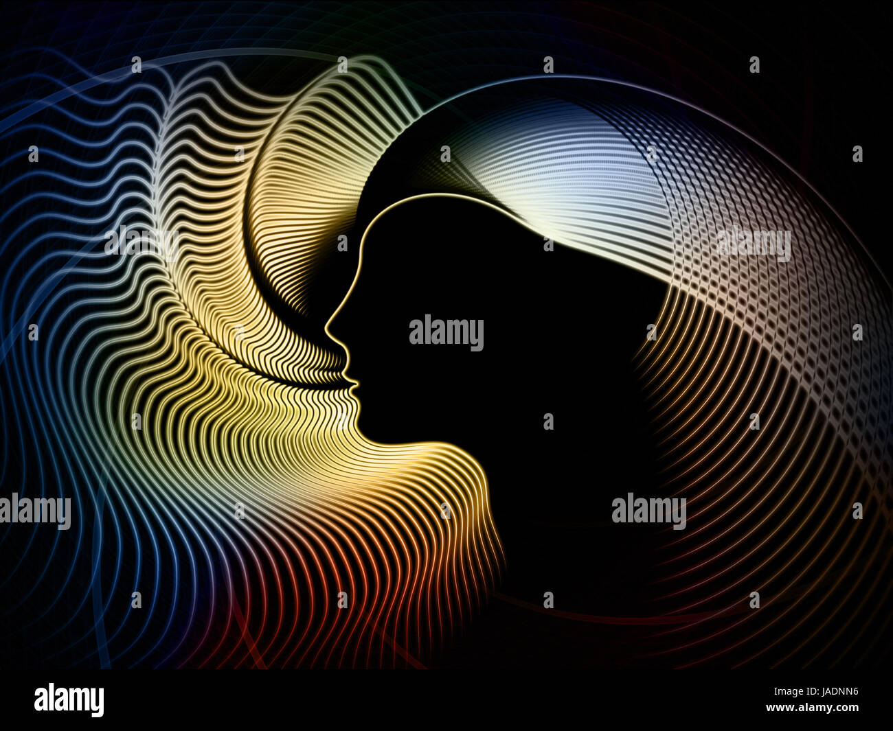 Geometry of Soul series. Graphic composition of profile lines of human ...