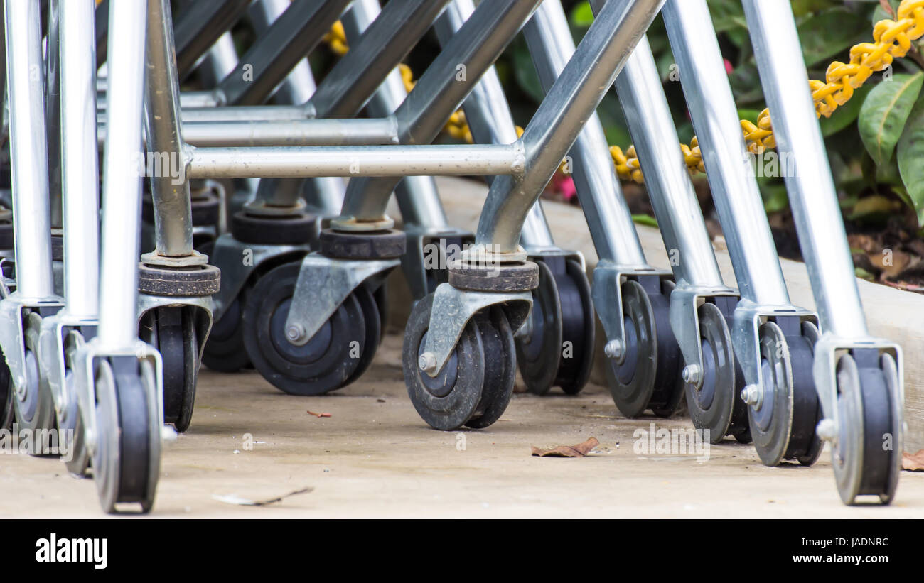 Wheel Cart,Shopping carts wheels closeup Stock Photo - Alamy