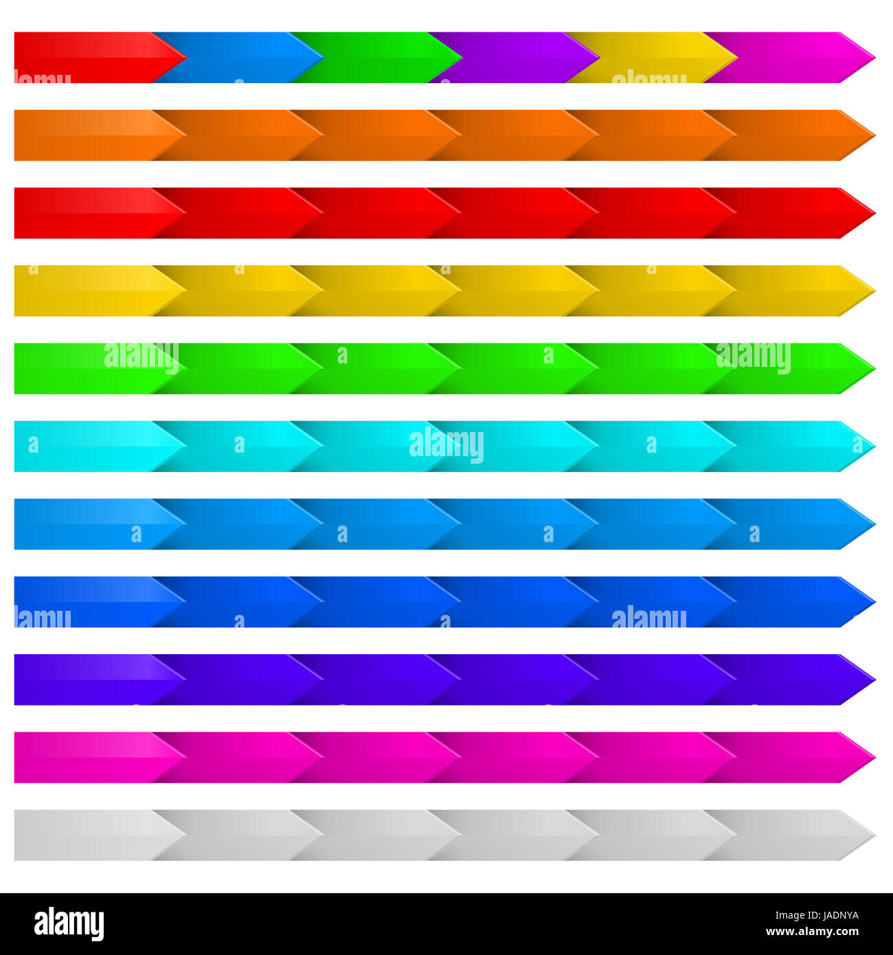 Set of colorful arrows directed to the right Stock Photo - Alamy