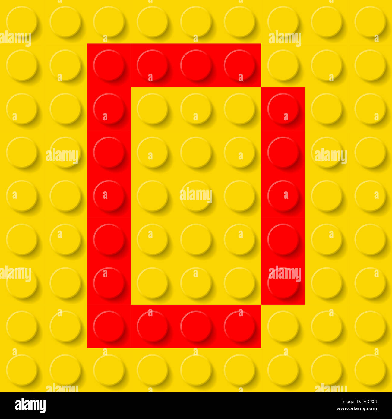 Red letter D in yellow plastic construction kit. Typeface sample Stock ...