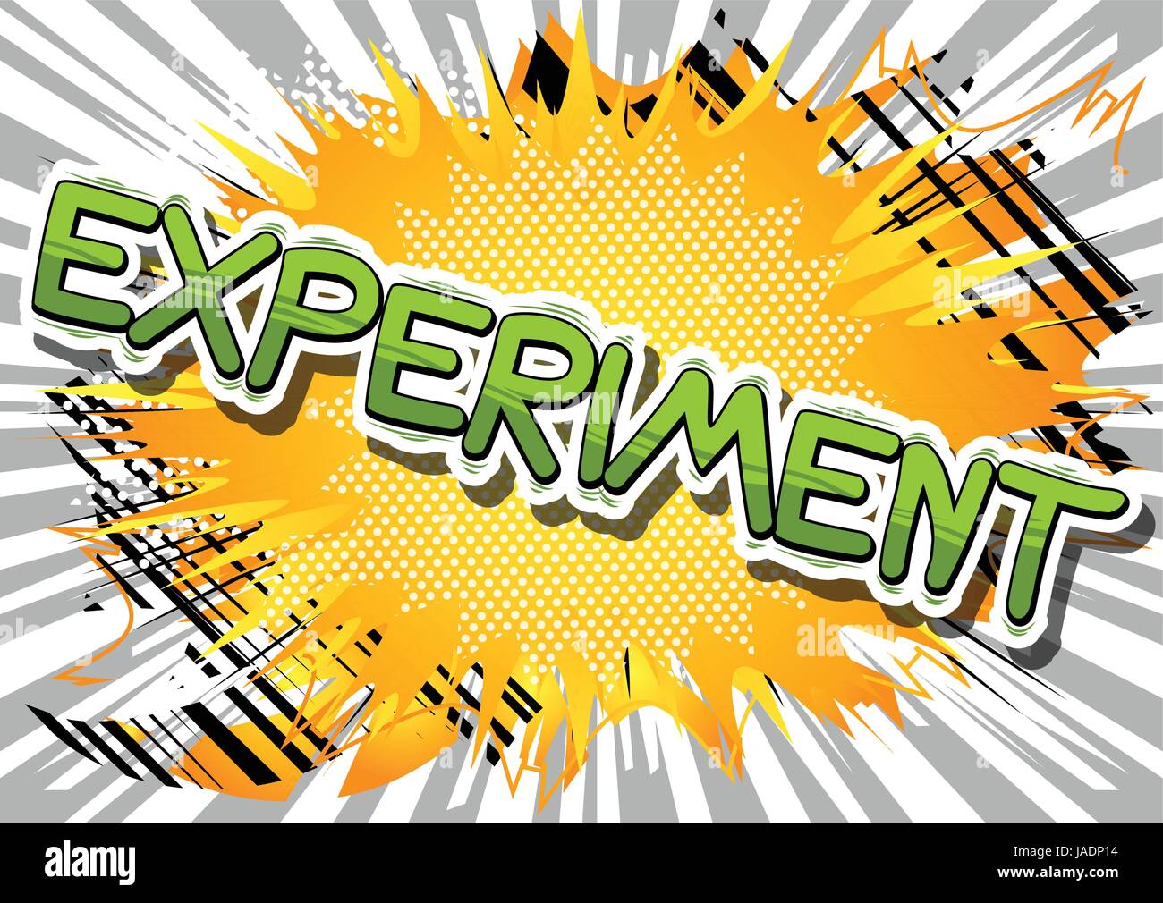 Experiment - Comic book style phrase on abstract background Stock ...