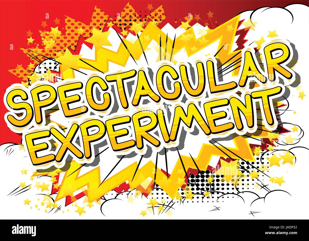 Spectacular Experiment - Comic book style phrase on abstract background ...