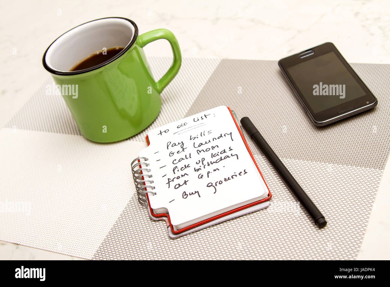 To do list meanwhile having a coffee Stock Photo - Alamy