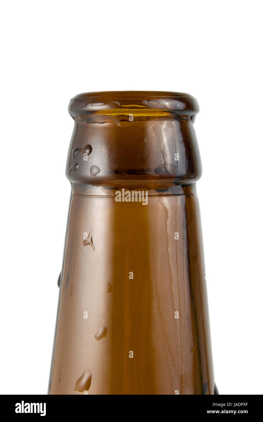 A beer bottle covered with water drops isolated on white Stock Photo ...